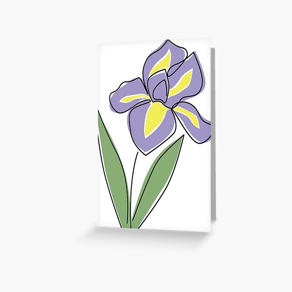 "Iris One Line Drawing" Greeting Card for Sale by c-vector-studio ...