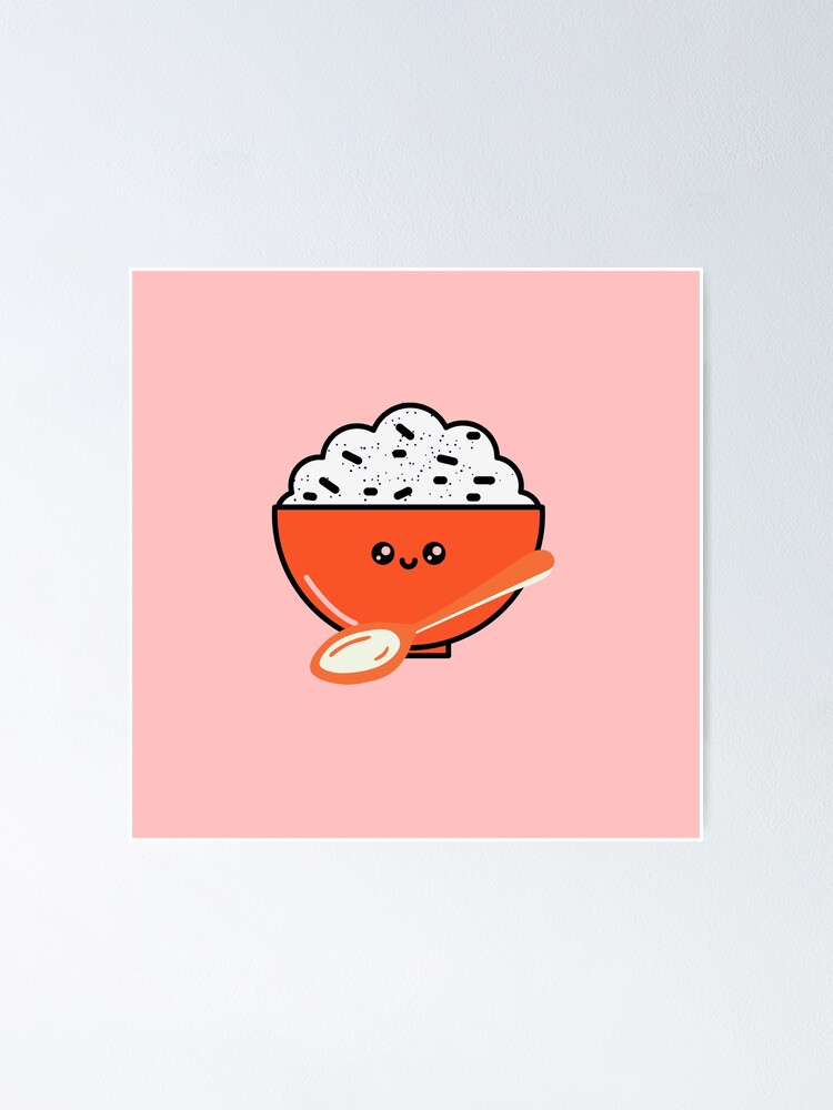 "cute kawaii rice bowl sticker" Poster for Sale by StickerLadies ...