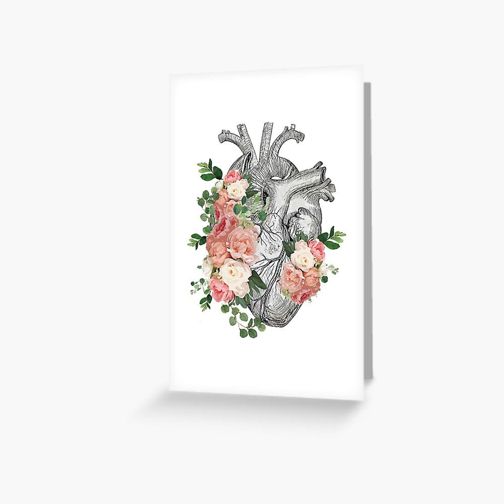 Tarjetas de felicitación «Corazón humano y rosas, arte de ilustración ...