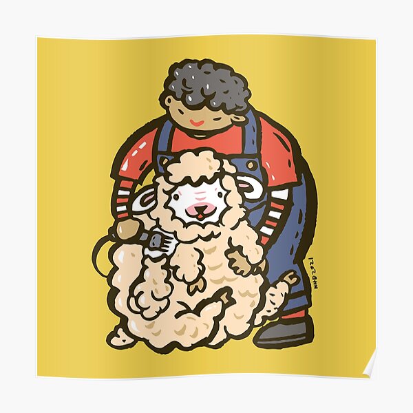 "Sheep shearing cartoon" Poster for Sale by nokhookdesign | Redbubble