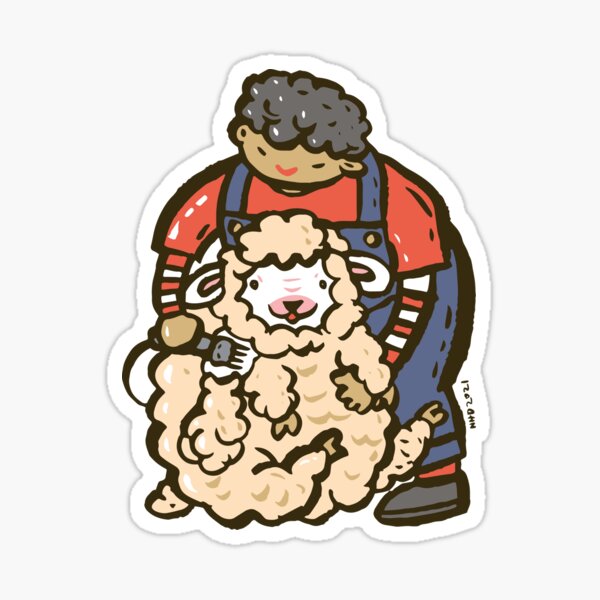 "Sheep shearing cartoon" Sticker for Sale by nokhookdesign | Redbubble