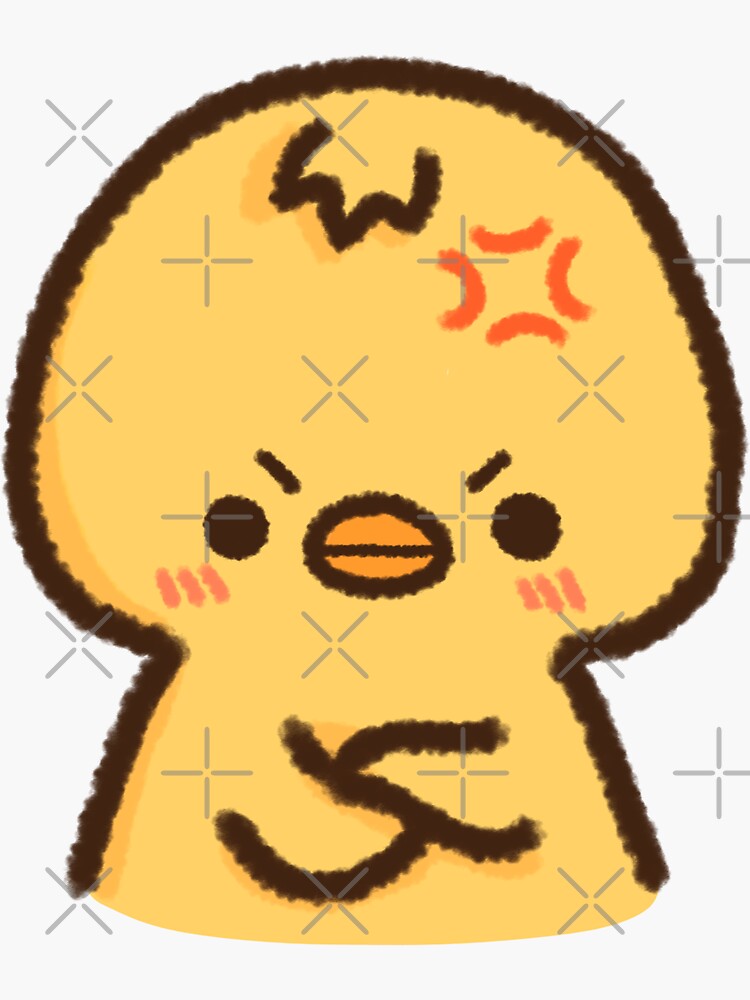 "Kawaii yellow baby duck being angry" Sticker for Sale by GLwithUs ...