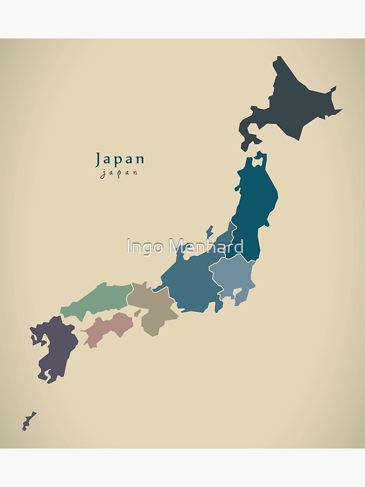 "Modern Map - Japan map with prefectures JP" Poster by ingomenhard ...