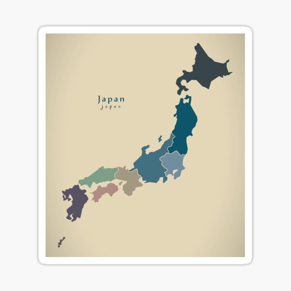 "Modern Map - Japan map with prefectures JP" Sticker for Sale by ...
