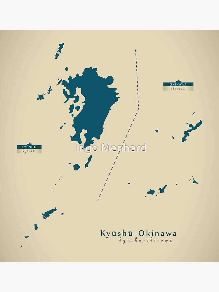 "Modern Map - Kyushu-Okinawa prefecture map Japan JP" Photographic ...