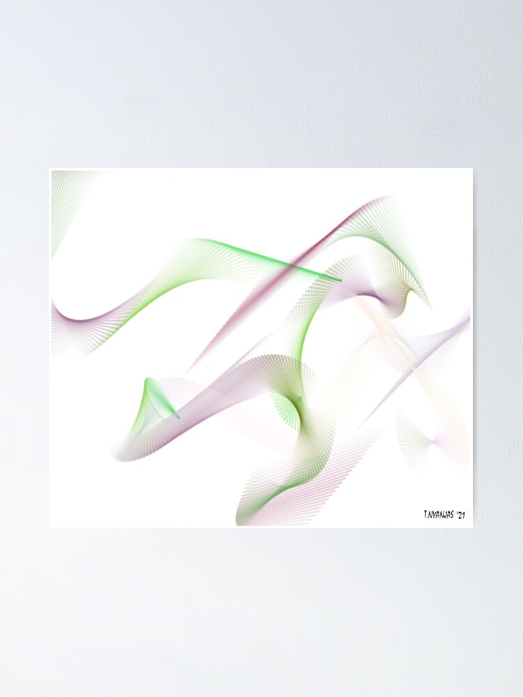 " In The Wind Abstract Art Design wavy line art full of color on white ...