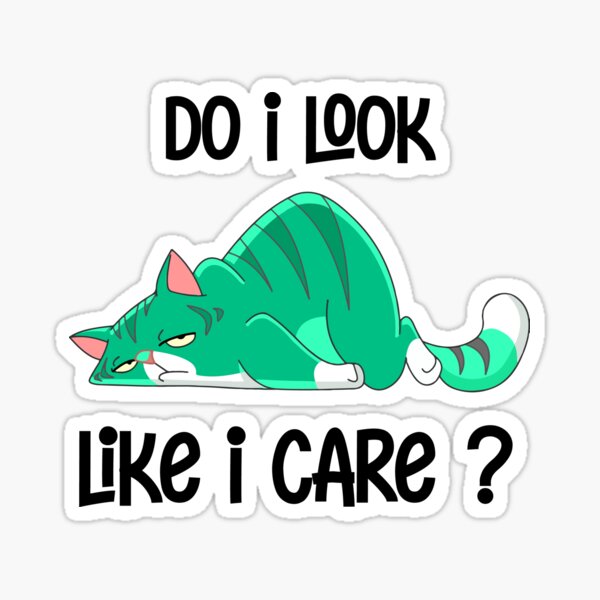 "Do I Look Like I Care Cat Gift" Sticker for Sale by alfa-rouk | Redbubble