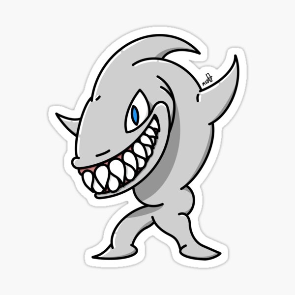 "Mean Looking Shark" Sticker for Sale by MadSkullDesigns | Redbubble