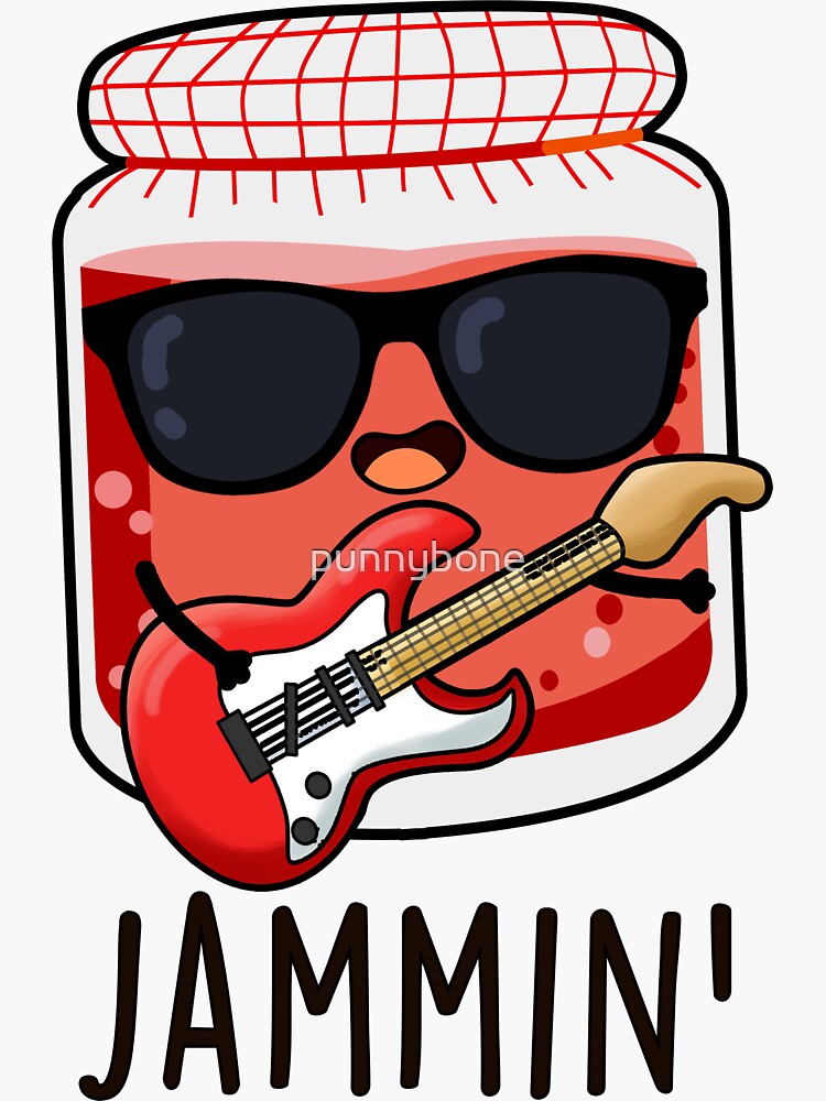"Jammin Cute Rocker Jam Pun" Sticker for Sale by punnybone | Redbubble