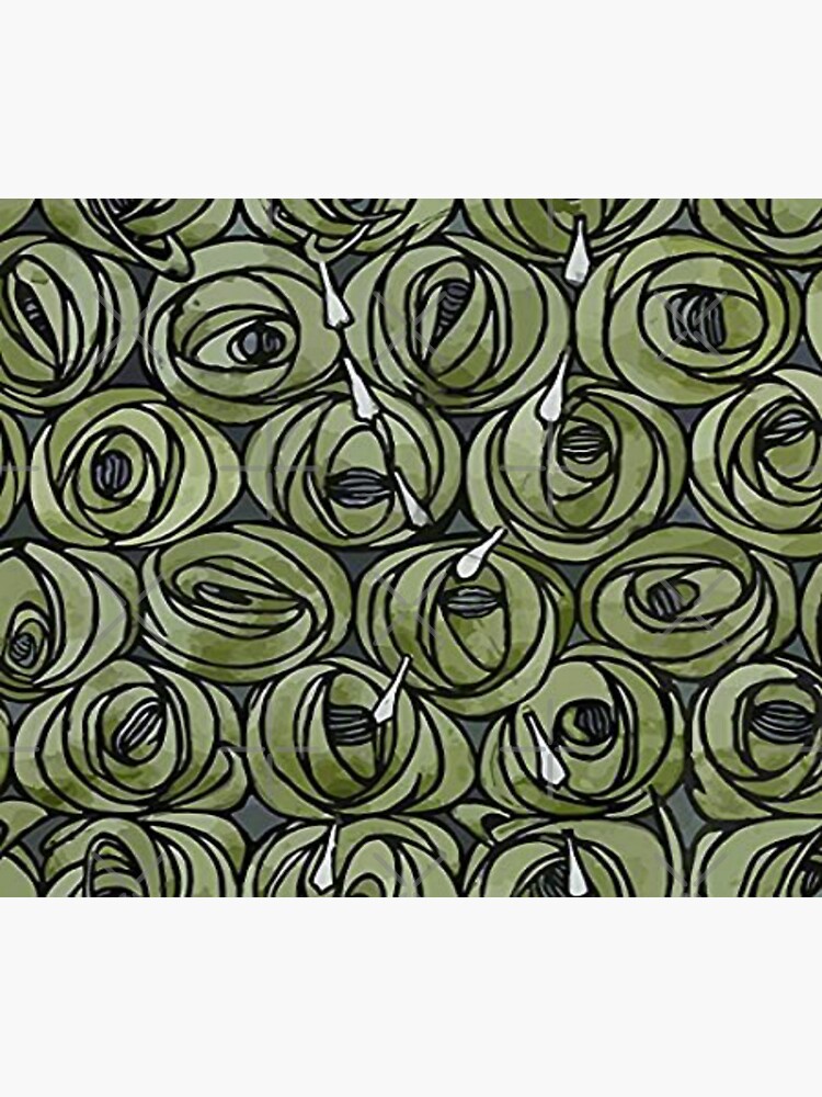 "Charles Rennie Mackintosh - Roses teardrops, olive green" Sticker by ...