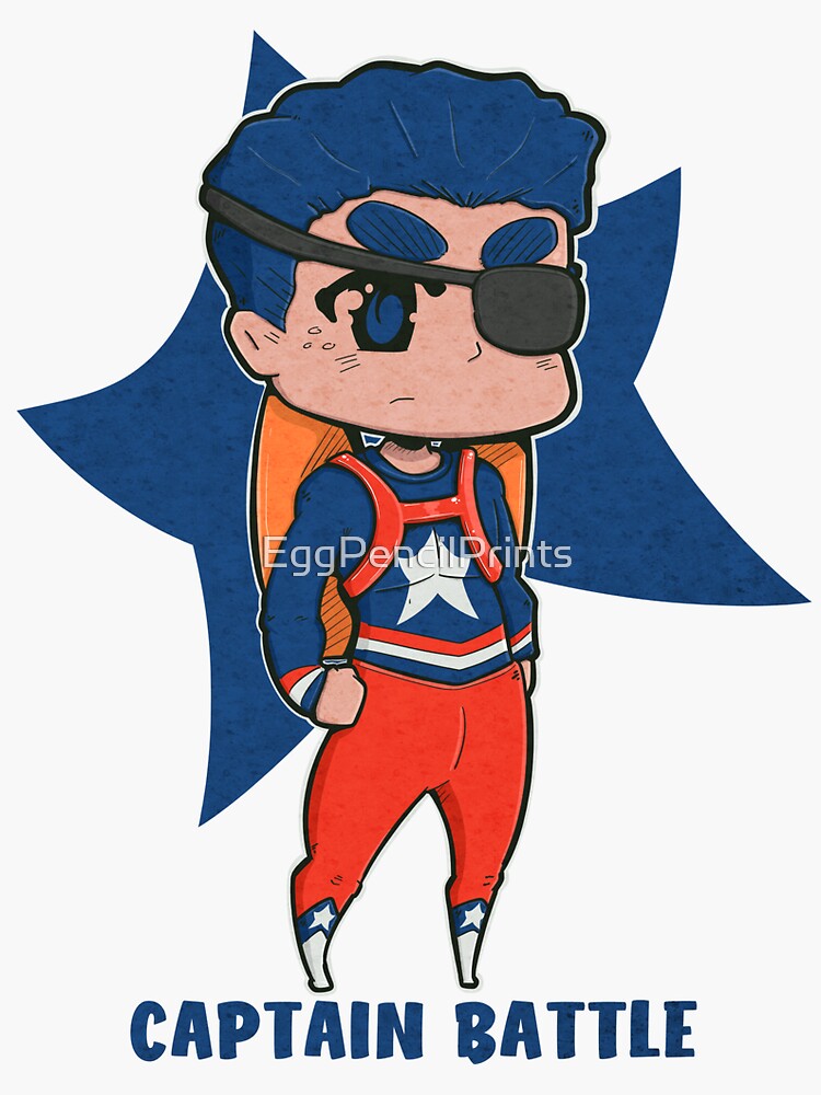 "Captain Battle Sticker" Sticker by EggPencilPrints | Redbubble