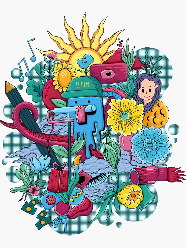 "colorful doodle art" Sticker for Sale by rainfall13 | Redbubble