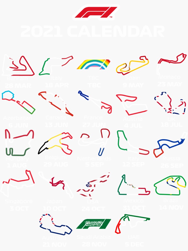 "UPDATED F1 2021 Season Calendar With Track Layout Formula 1 Classic ...