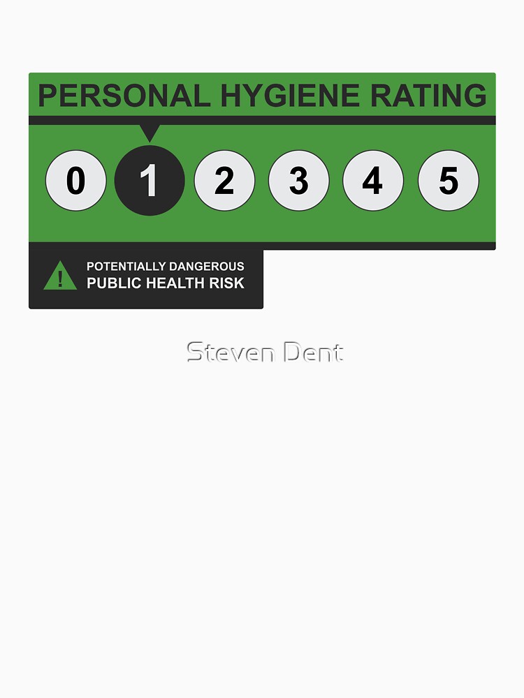 "Hygiene Rating - ONE" T-shirt for Sale by SteDent | Redbubble ...