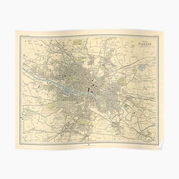 Prints Vintage Inerness City & Street Atlas Poster 1912 Old Inverness ...
