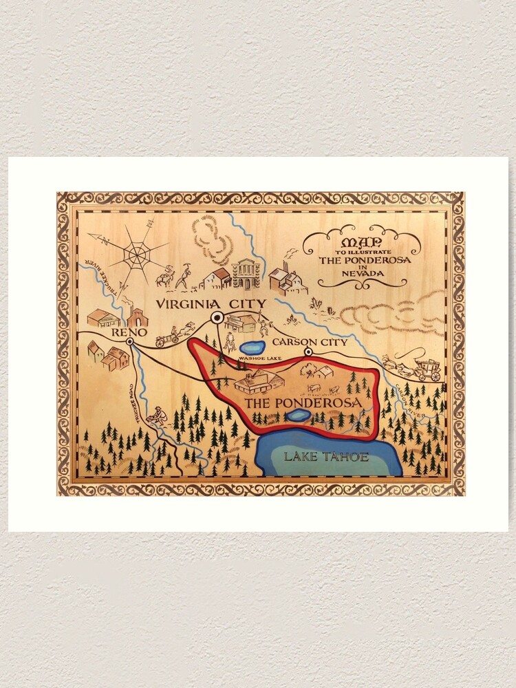 "The Ponderosa Ranch Map Poster" Art Print for Sale by MyPartyShirt ...