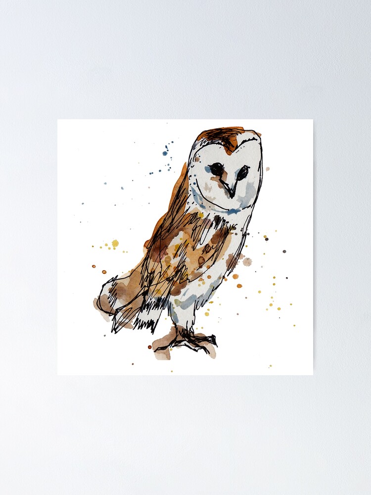 "Splatter Paint Watercolour Owl Illustration" Poster for Sale by ...