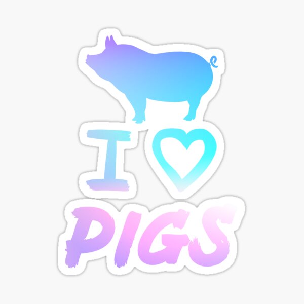 "I Love Pigs, Blue and Purple Pig " Sticker for Sale by Mochi-Merch ...