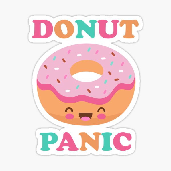 "Donut Panic Funny Donuts Cute Kawaii Doughnut Retro Japanese" Sticker ...