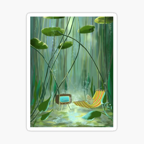 "Underwater Scene Fish Watching TV" Sticker for Sale by JakoRila ...