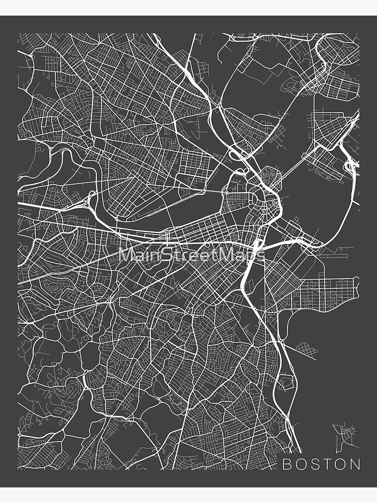 "Boston Map, USA - Gray" Art Print for Sale by MainStreetMaps | Redbubble