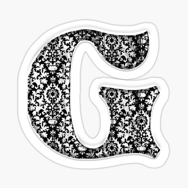 "Black Damask Letter G Monogram" Sticker for Sale by KeeganCreations ...