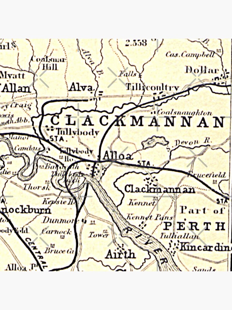 "ALLOA & surrounding area map 1898" Sticker for Sale by yourscotland ...