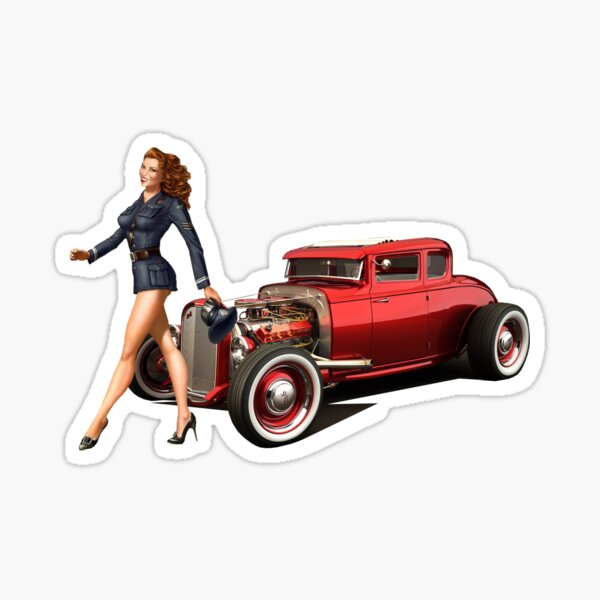 "Old School hot rod pinup Products" Sticker for Sale by Sucker4Supercar ...
