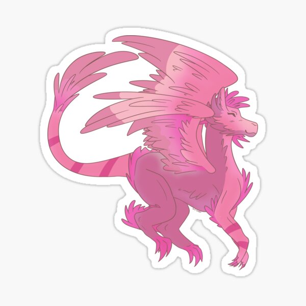 "Shiny Pink Feathered Dragon" Sticker for Sale by WillowSplashy | Redbubble