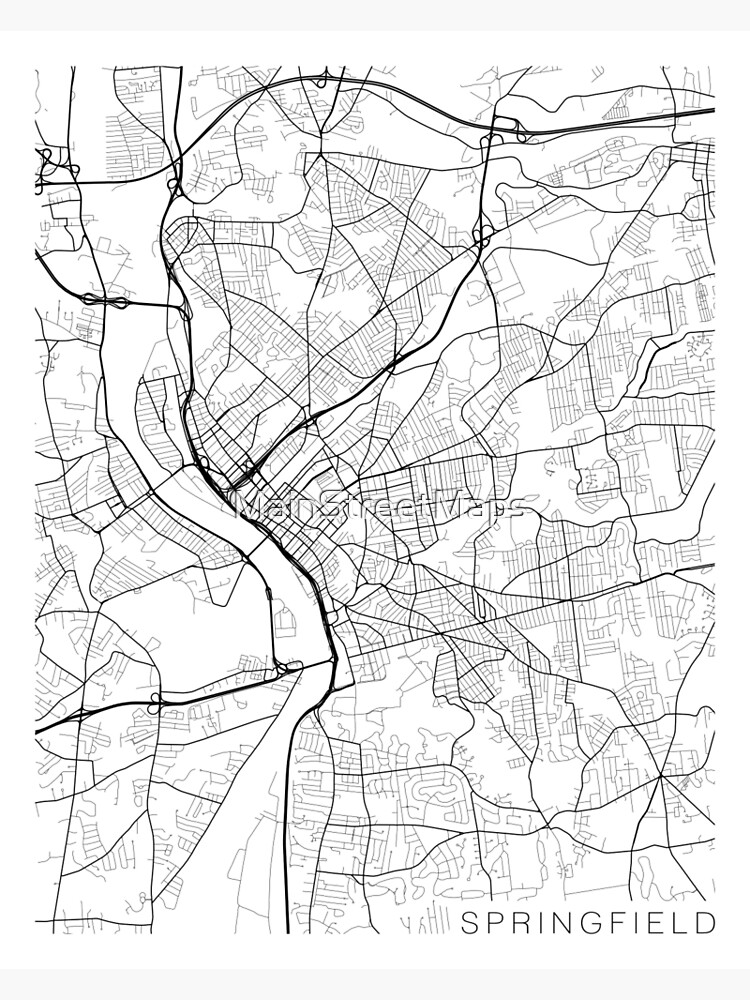 "Springfield Map, USA - Black and White" Art Print for Sale by ...