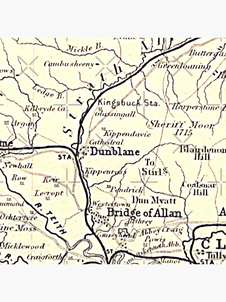 "DUNBLANE & surrounding area map 1898" Sticker for Sale by yourscotland ...