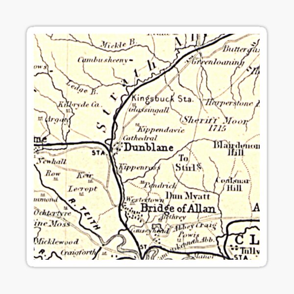 "DUNBLANE & surrounding area map 1898" Sticker for Sale by yourscotland ...