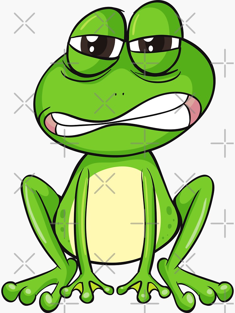 " Cute Frog Face Cartoon Funny Toad Crazy " Sticker for Sale by ...