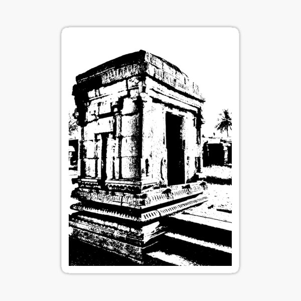 "Hampi Temple Ruins at Achyuta Raya in Black and White" Sticker by ...
