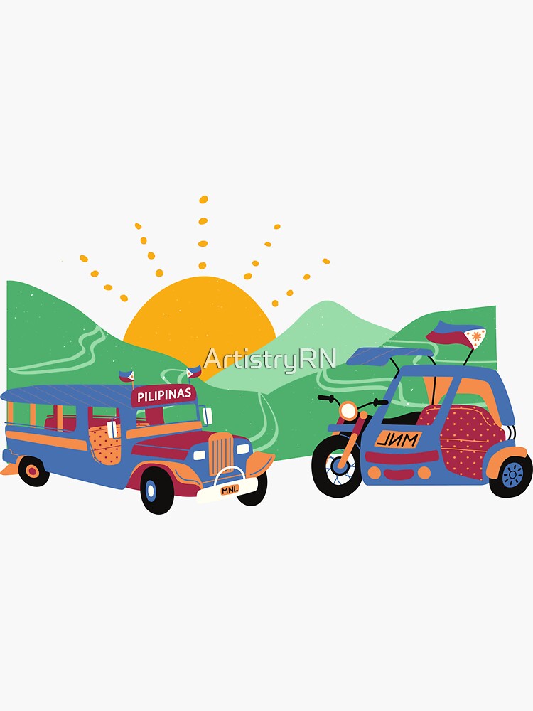 "Filipino Jeepney and Tricycle" Sticker for Sale by ArtistryRN | Redbubble