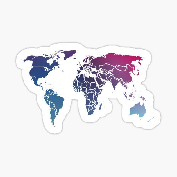 "World map" Sticker for Sale by LOZ709 | Redbubble