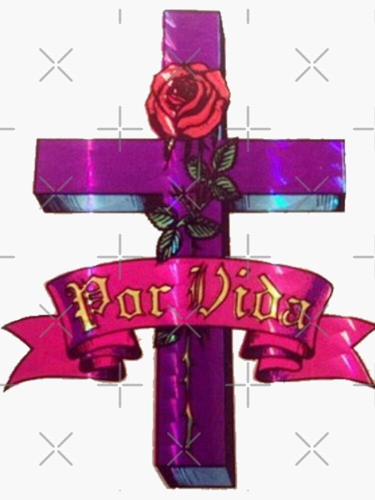 "Por Vida Rose & Cross Piece" Sticker for Sale by zrvby | Redbubble