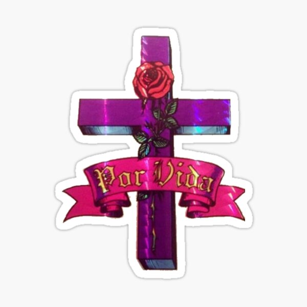 "Por Vida Rose & Cross Piece" Sticker for Sale by zrvby | Redbubble