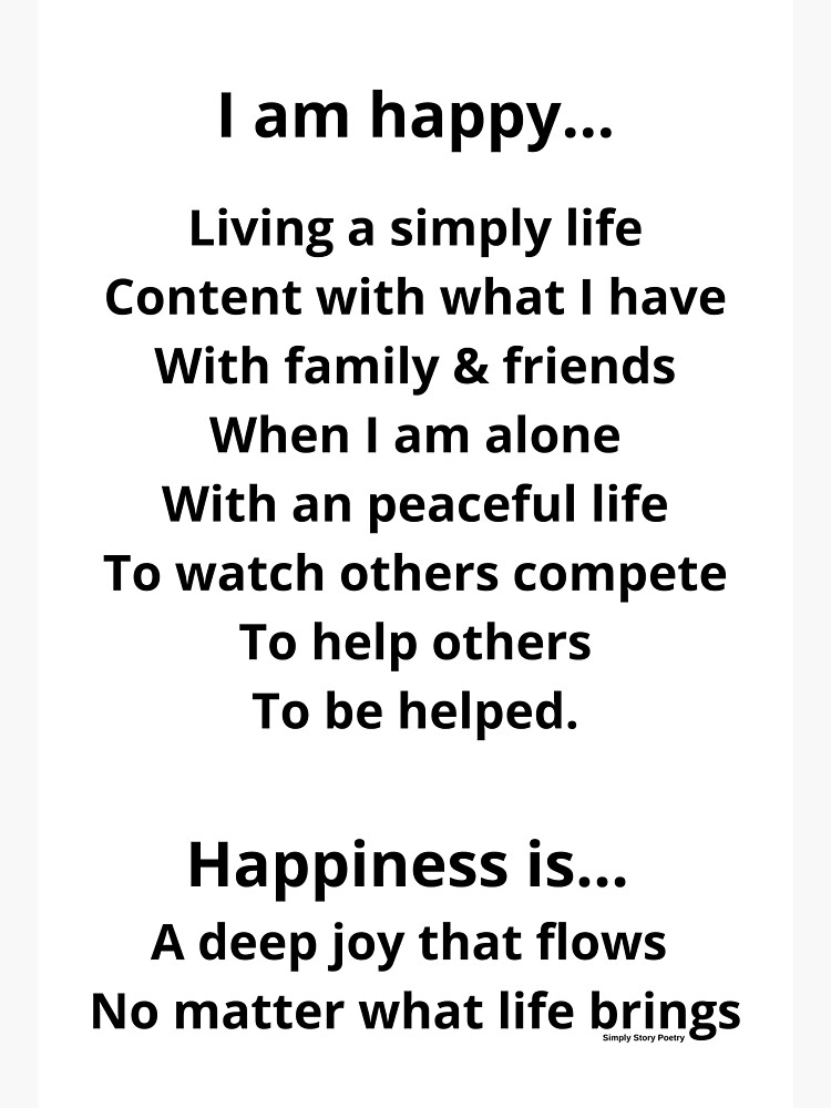 "Happiness Poem" Poster for Sale by beverleyjoy | Redbubble