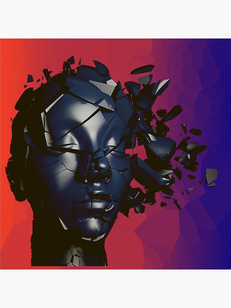 "Shattered Face Sculpture " Poster for Sale by Amansingh7171 | Redbubble