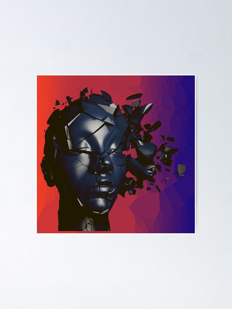 "Shattered Face Sculpture " Poster for Sale by Amansingh7171 | Redbubble