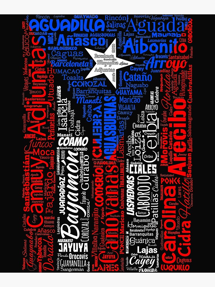 "Puerto Rican Flag Shirt with Towns and Cities of Puerto Rico " Poster ...