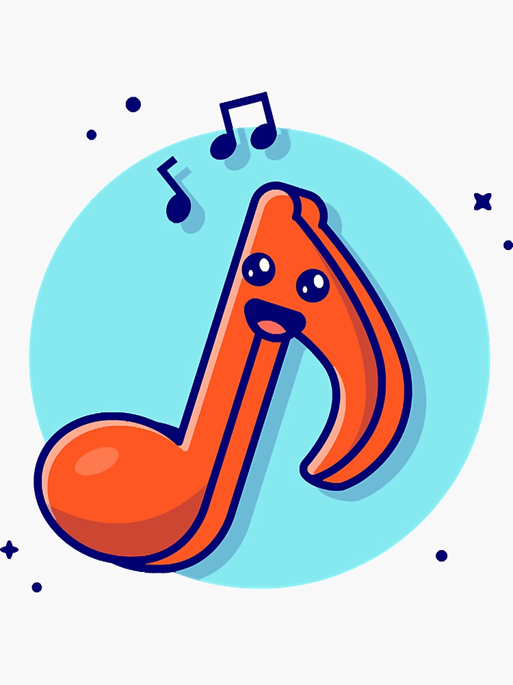 Pegatina «Cute Kawaii Music Note Cartoon Vector Icon Illustration» de ...