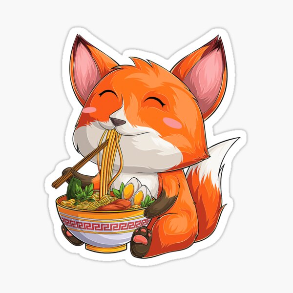 "kawaii japanese anime Fox ramen Food Lovers" Sticker for Sale by ...