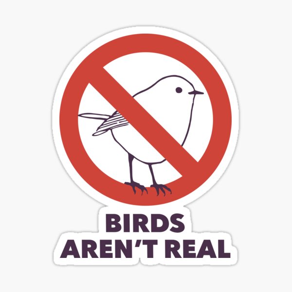 "BIRDS ARE NOT REAL" Sticker by DRMRKT | Redbubble