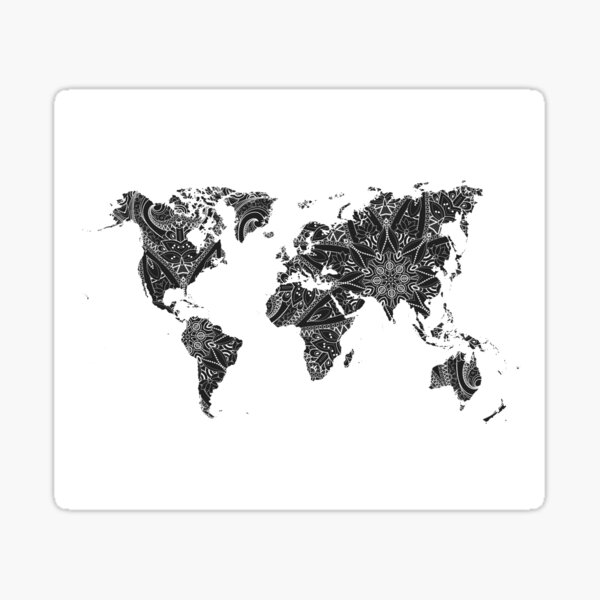 "World Map Black and White" Sticker for Sale by link2sue | Redbubble