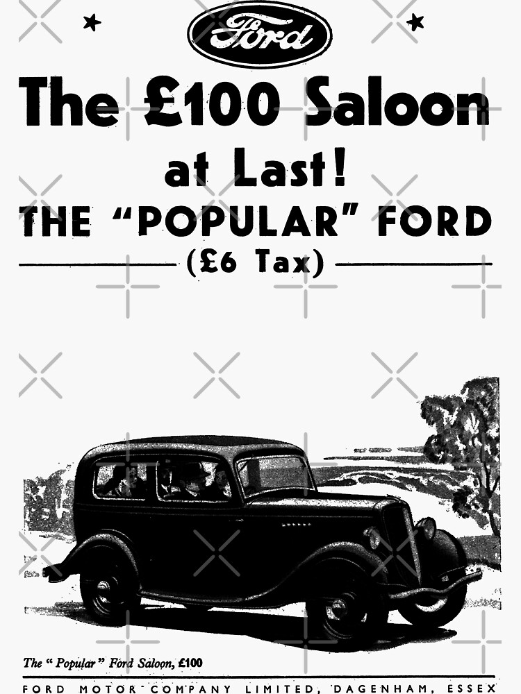 "FORD POPULAR - ADVERT" Sticker for Sale by ThrowbackM3 | Redbubble