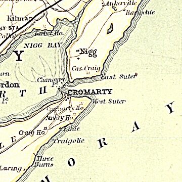 "CROMARTY & surrounding area map 1898" Greeting Card for Sale by ...