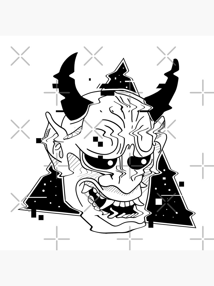 "Glitched Oni Mask" Poster for Sale by Spacepaprika | Redbubble