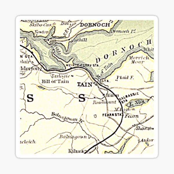 "TAIN & surrounding area map 1898" Sticker for Sale by yourscotland ...